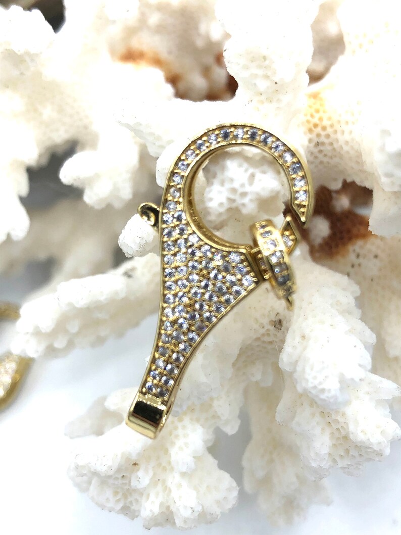 Clear Micro Pave CZ Lobster Claw Clasps Shiny Gold With Clear - Etsy