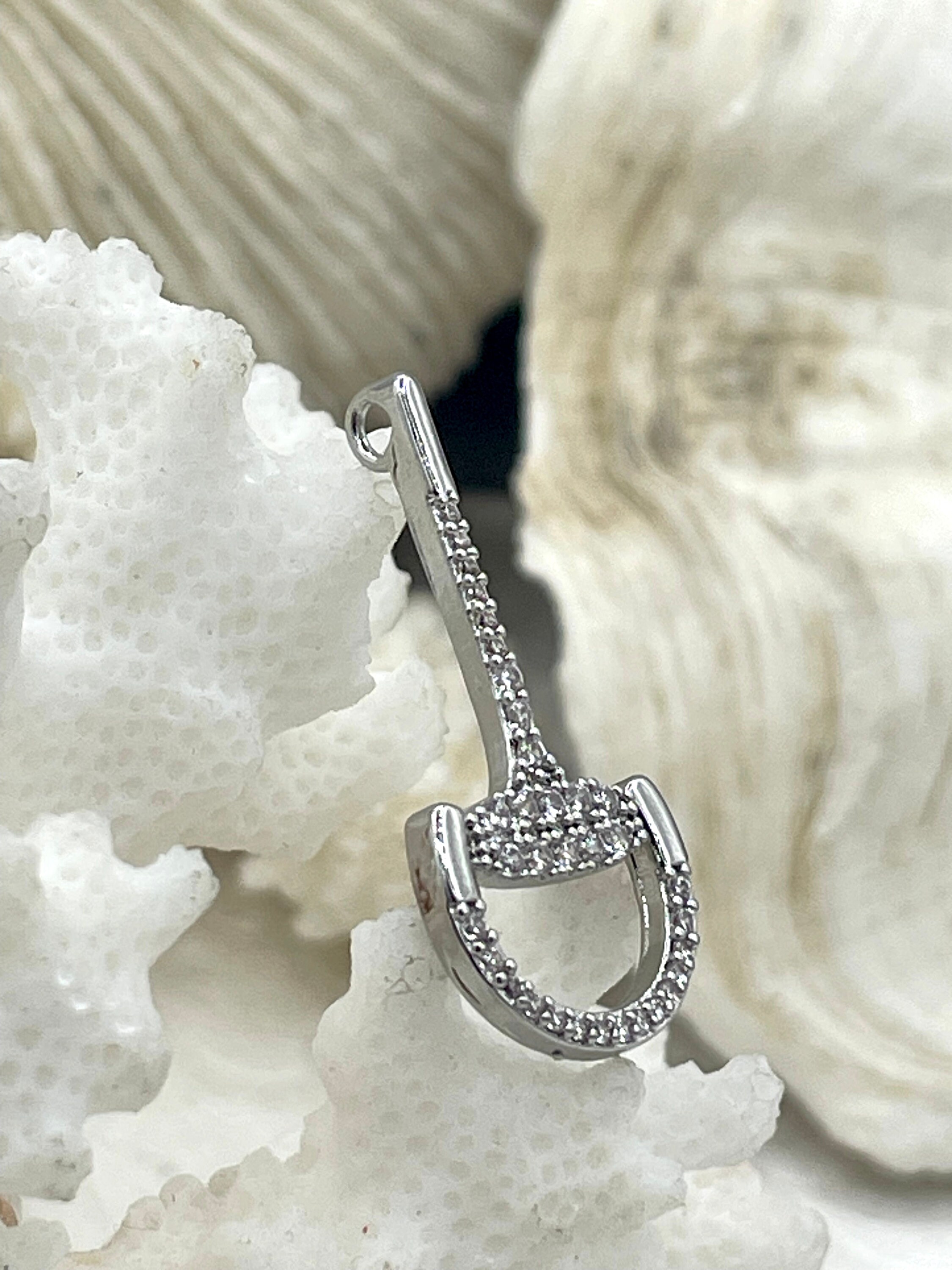 CZ Micro Pave BRASS Snaffle Bit Charm Pendants, Horse Bit Charm ...