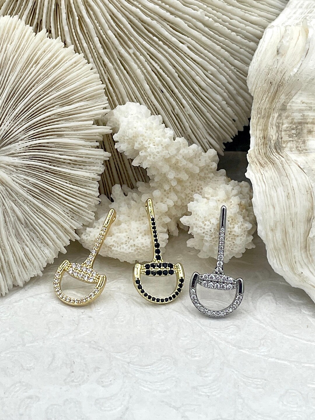 CZ Micro Pave BRASS Snaffle Bit Charm Pendants, Horse Bit Charm ...