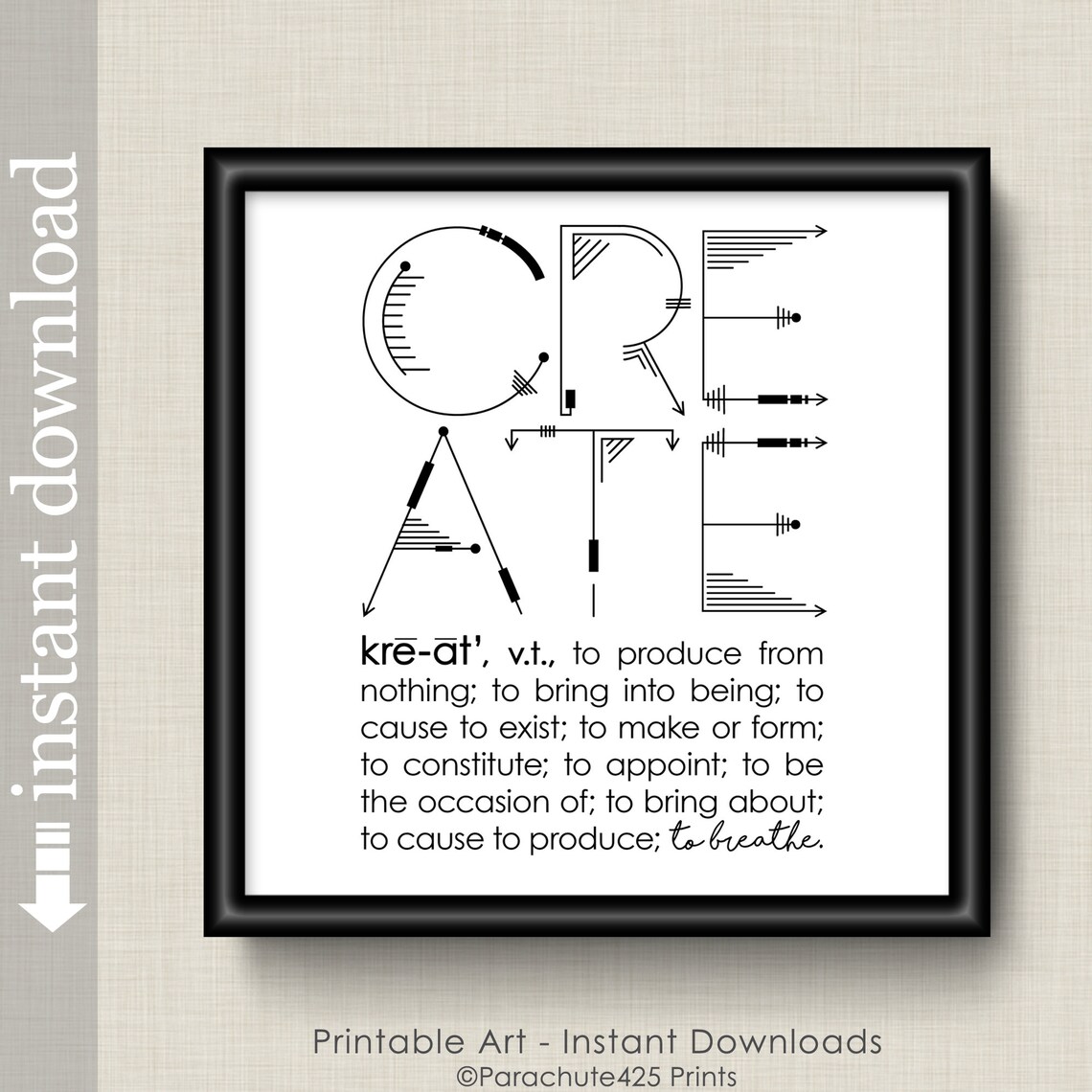 Create Definition Printable Wall Art Gift for Artist or | Etsy