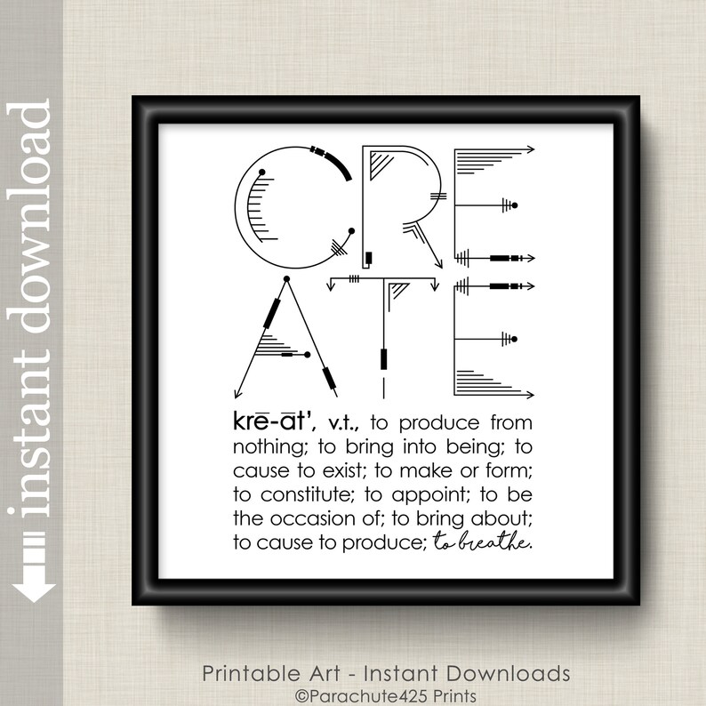Create Definition Printable Wall Art Gift for Artist or | Etsy
