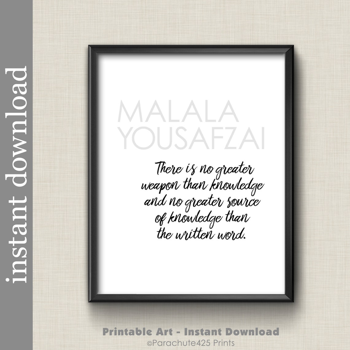 Malala Yousafzai Quote Printable Motivational Quote No - Etsy