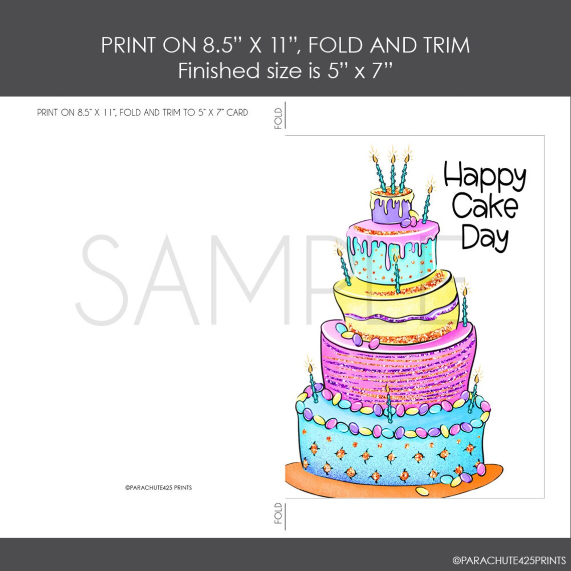 Happy Cake Day Printable Birthday Card, Generic Celebration Card ...