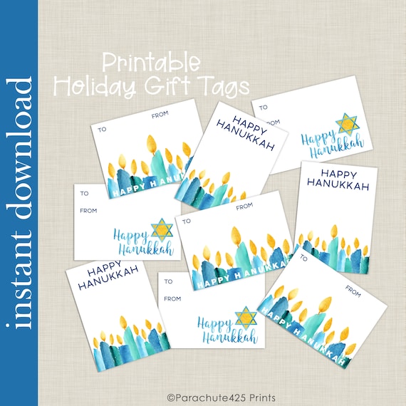 Printable Hanukkah Gift Tags Hanukkah Wrapping Instant | Etsy
