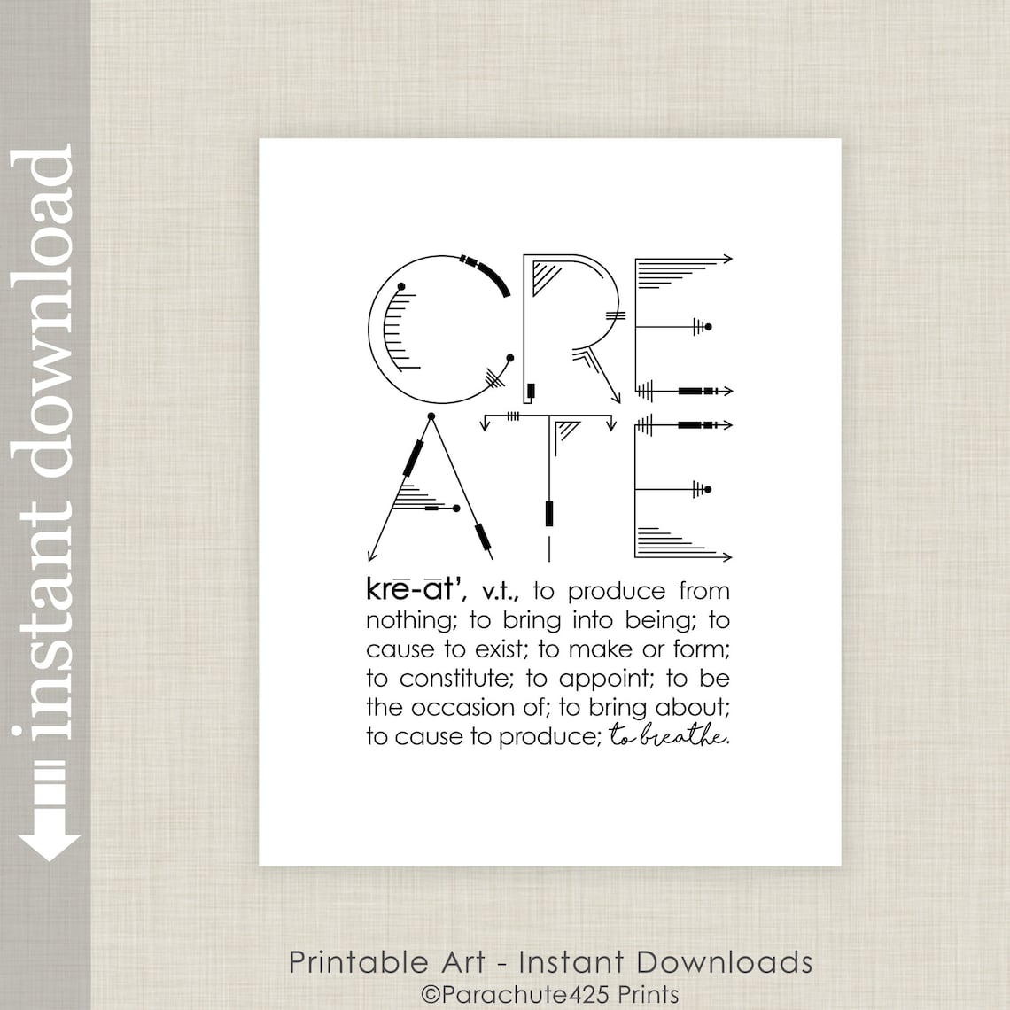 Create Definition Printable Wall Art Gift for Artist or | Etsy