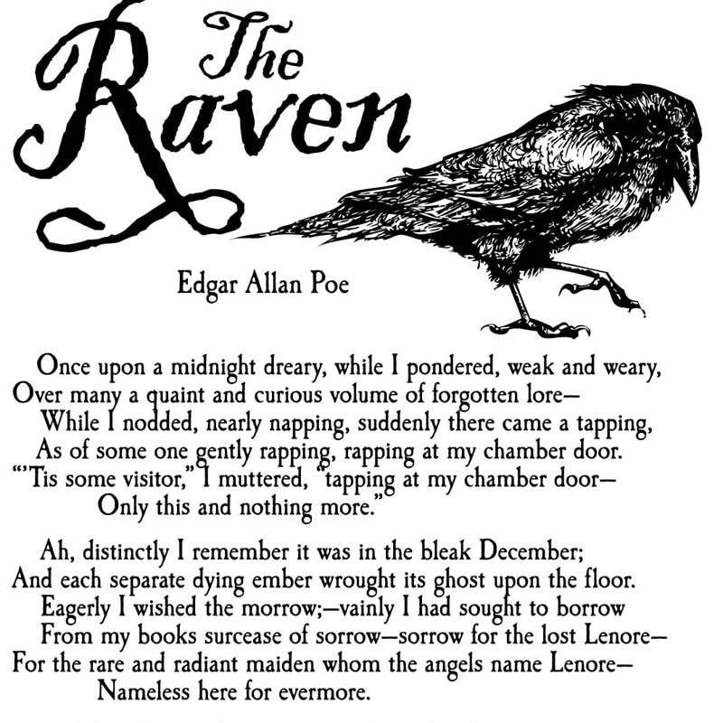 El Cuervo Poema Completo Imprimible Edgar Allan Poe Arte De Halloween Decoración De Fiesta De
