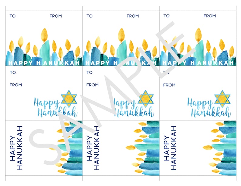 Printable Hanukkah Gift Tags Hanukkah Wrapping Instant | Etsy
