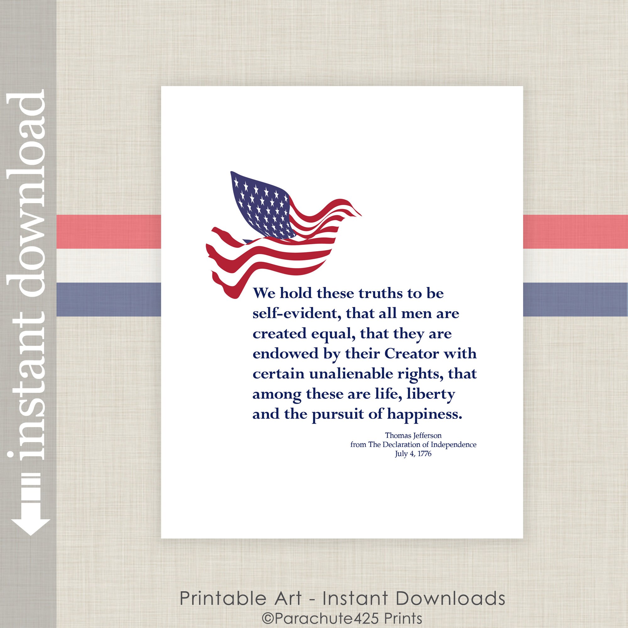 Declaration of Independence Printable Patriotic Wall Art - Etsy