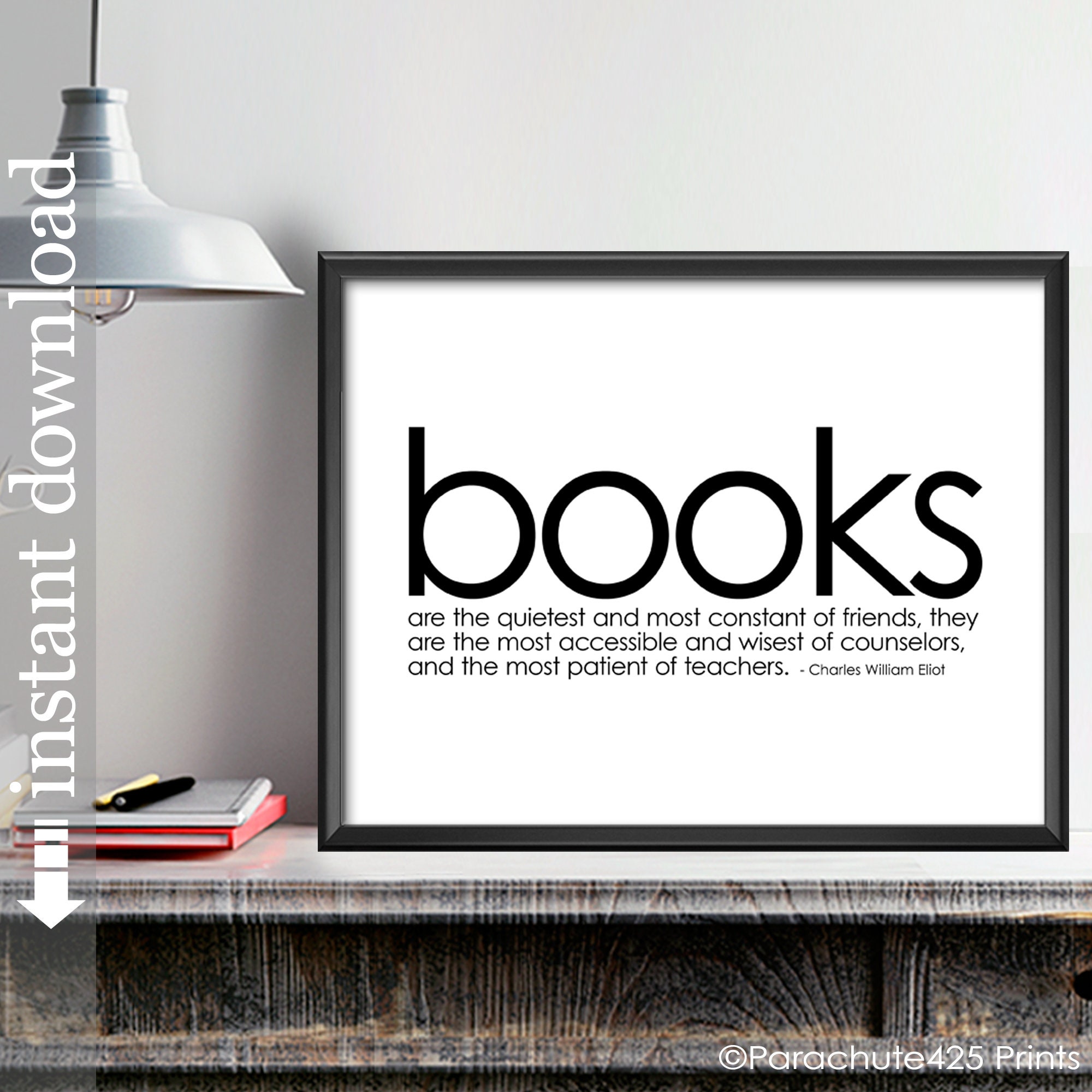 Printable Quote About Books Wall Art for Library Book Lover - Etsy