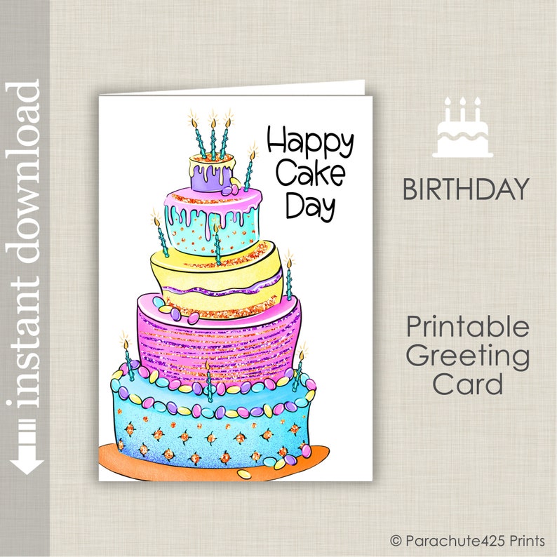 Happy Cake Day Printable Birthday Card Generic Celebration - Etsy