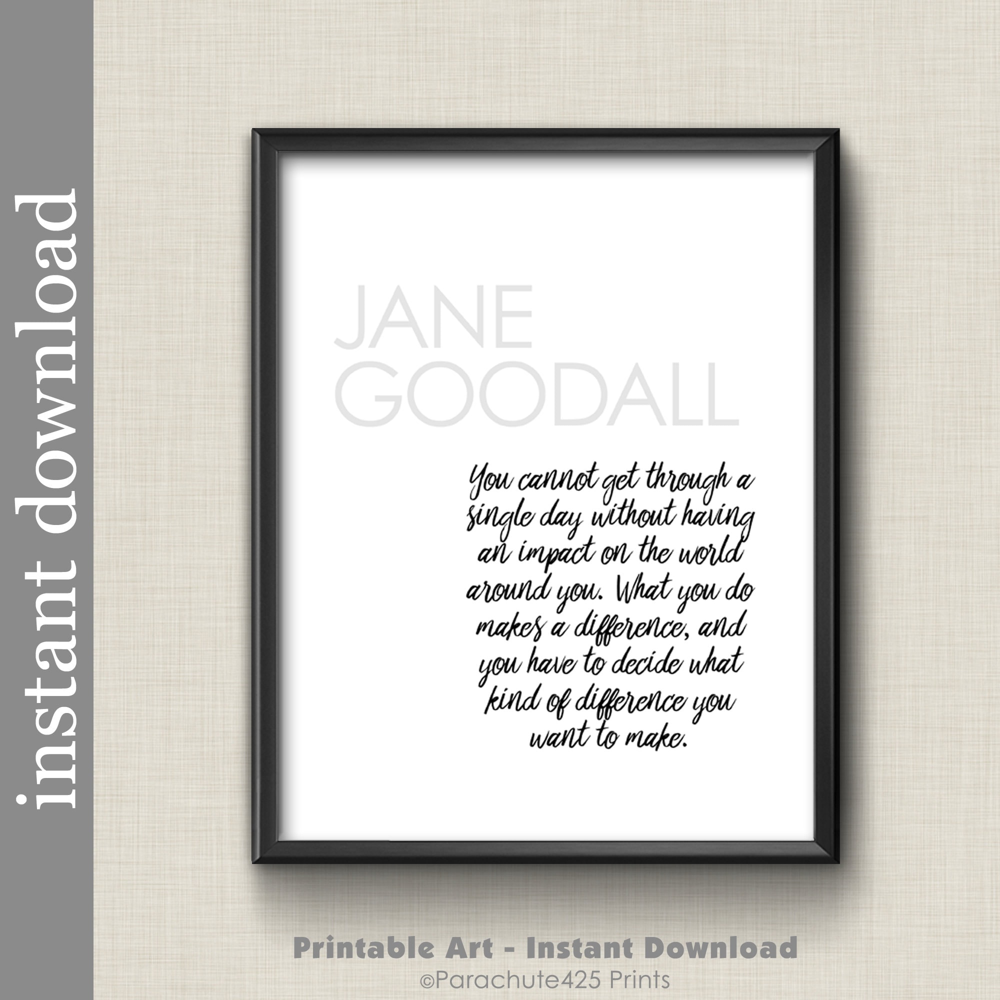 Jane Goodall Quote Printable, Inspirational Quote for Office Art and ...