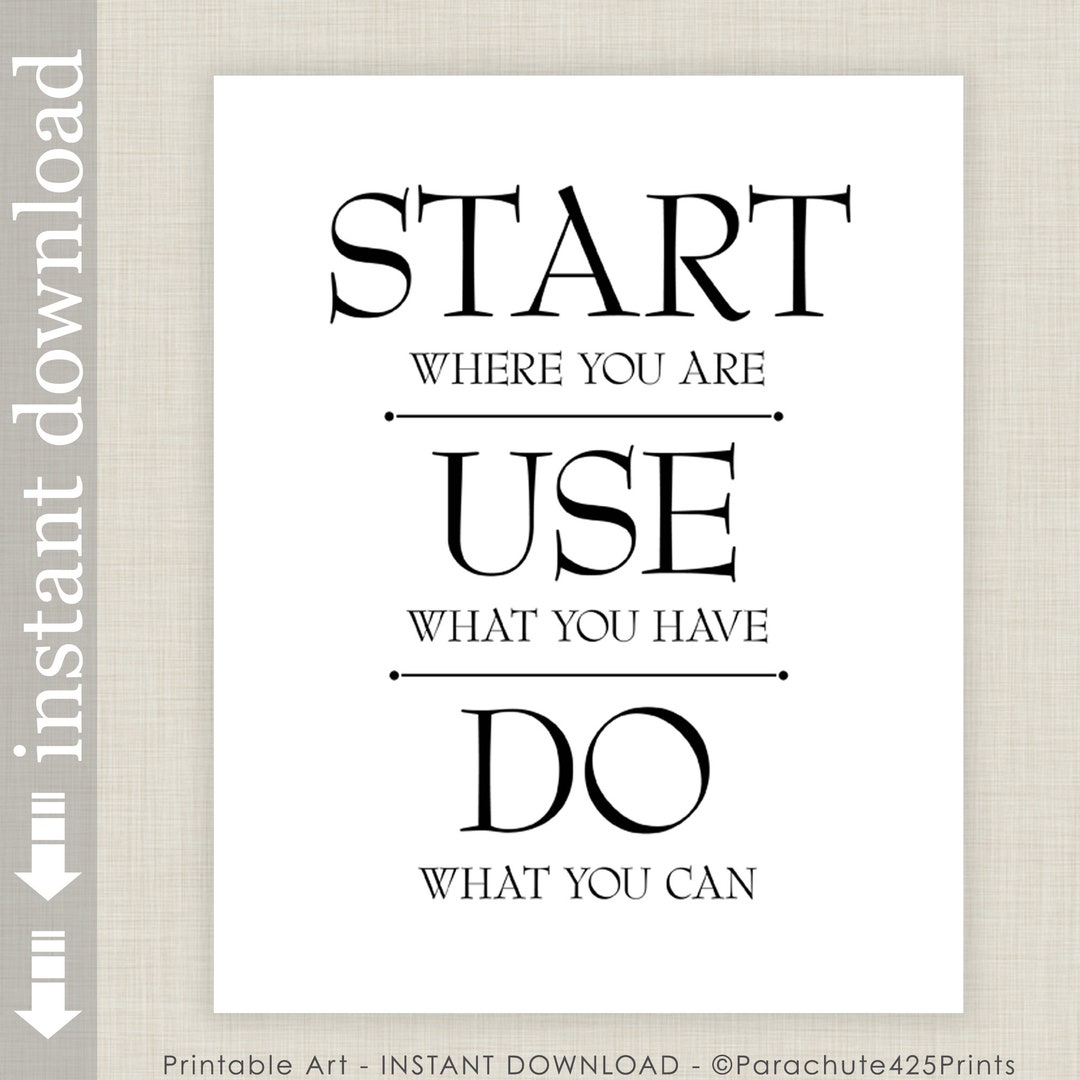 Start Where You Are, Inspirational Quote, Printable Quote, Motivational ...