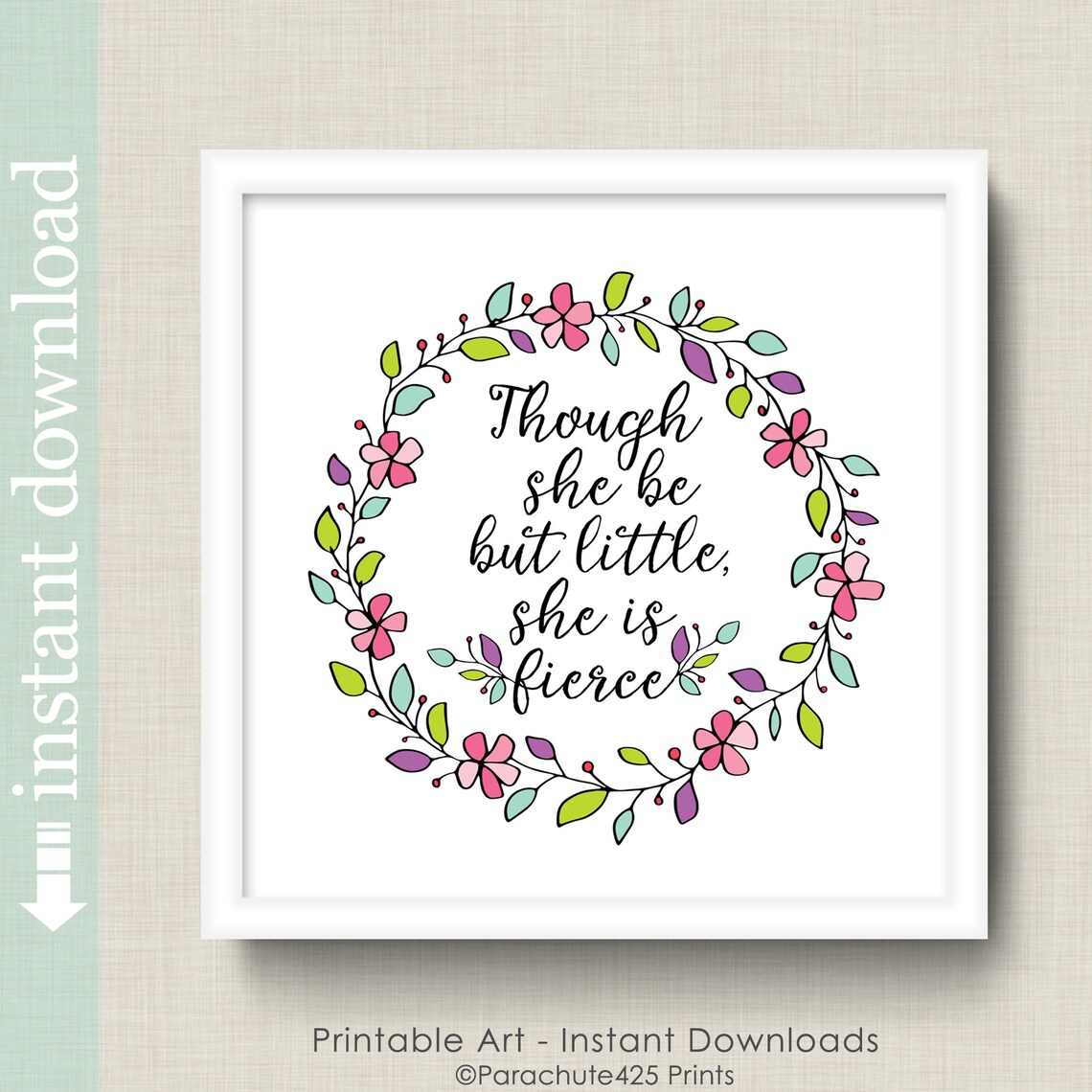 Nursery Wall Art Nursery Printable She is Fierce Baby Girl | Etsy