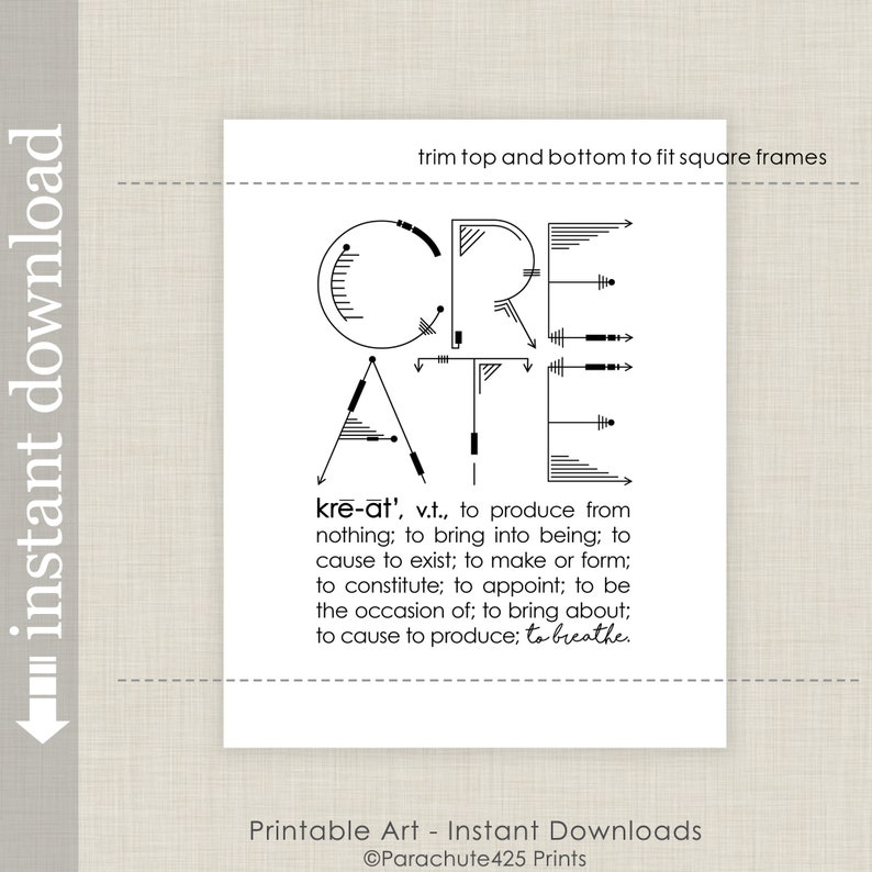 Create Definition Printable Wall Art Gift for Artist or | Etsy