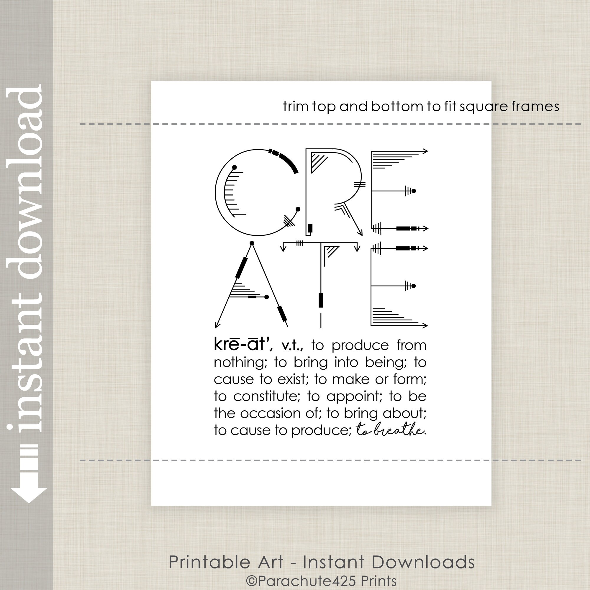 Create Definition Printable Wall Art Gift for Artist or - Etsy