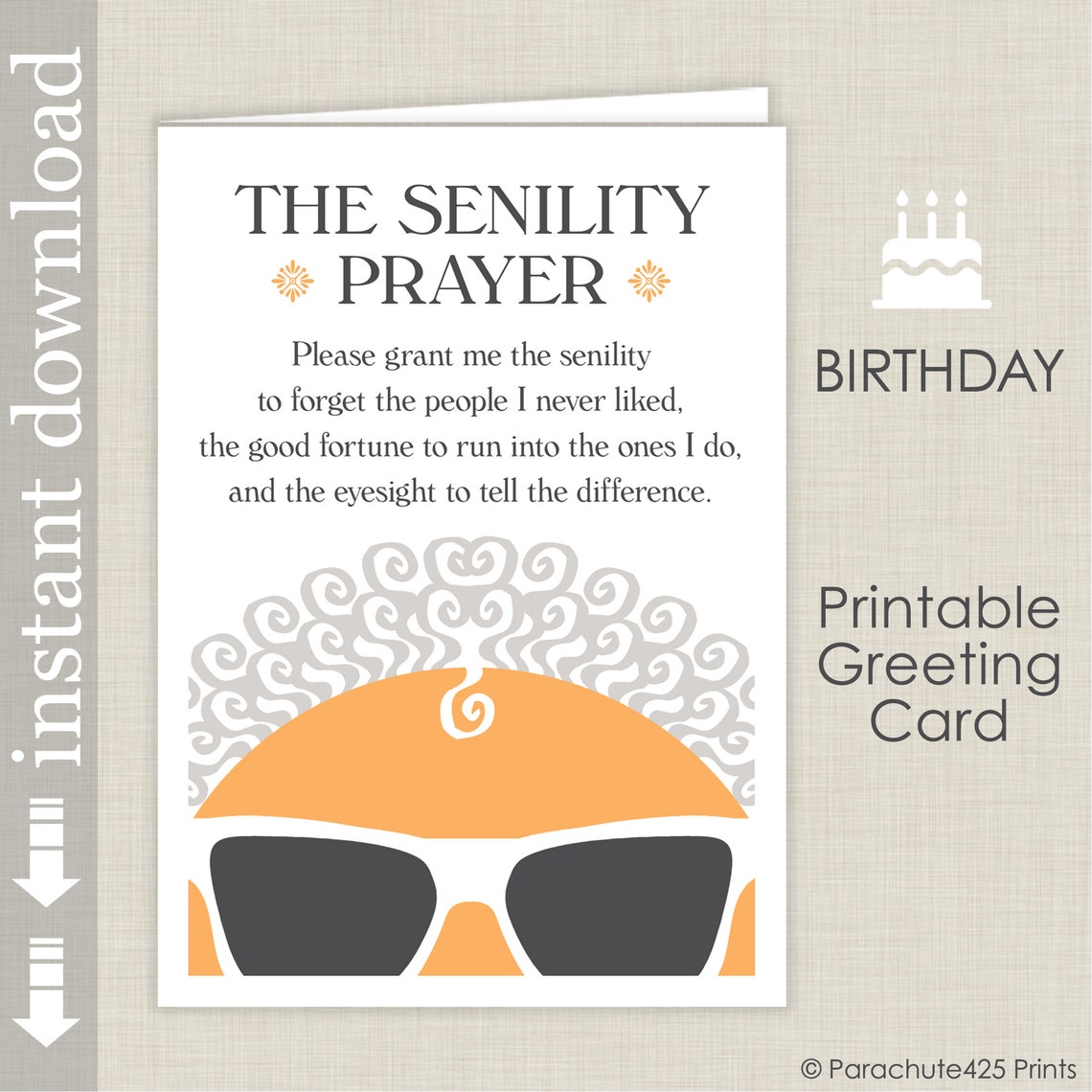 Senility Prayer Card: Funny Printable Birthday Card (digital Download ...
