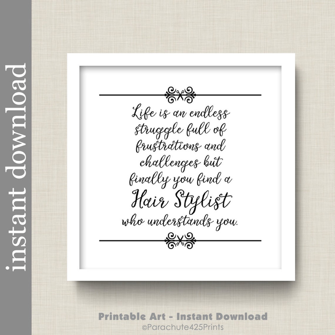 Hair Stylist printable quote for salon decor or beautician | Etsy
