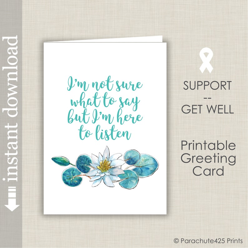 Sympathy Card Printable Get Well Card Support Card Cancer - Etsy
