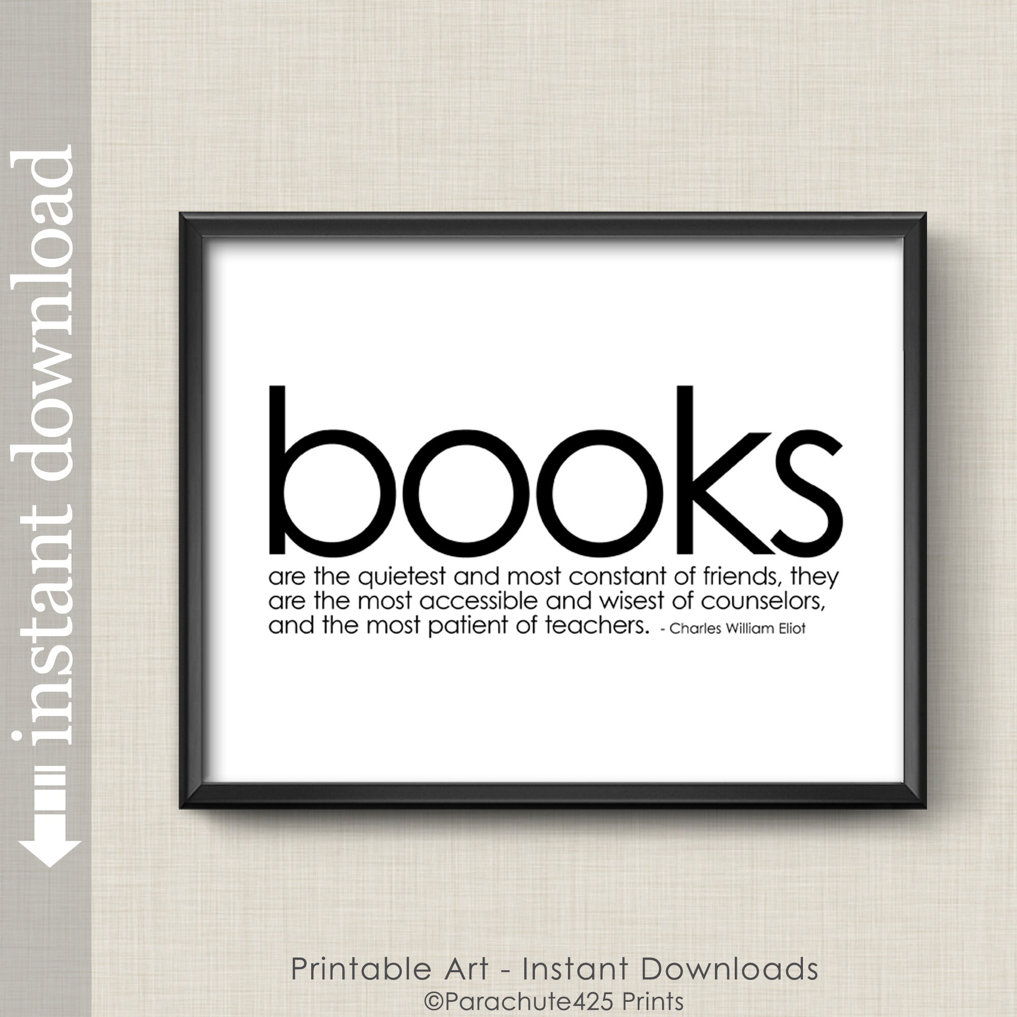 Printable Quote About Books Wall Art for Library Book Lover - Etsy