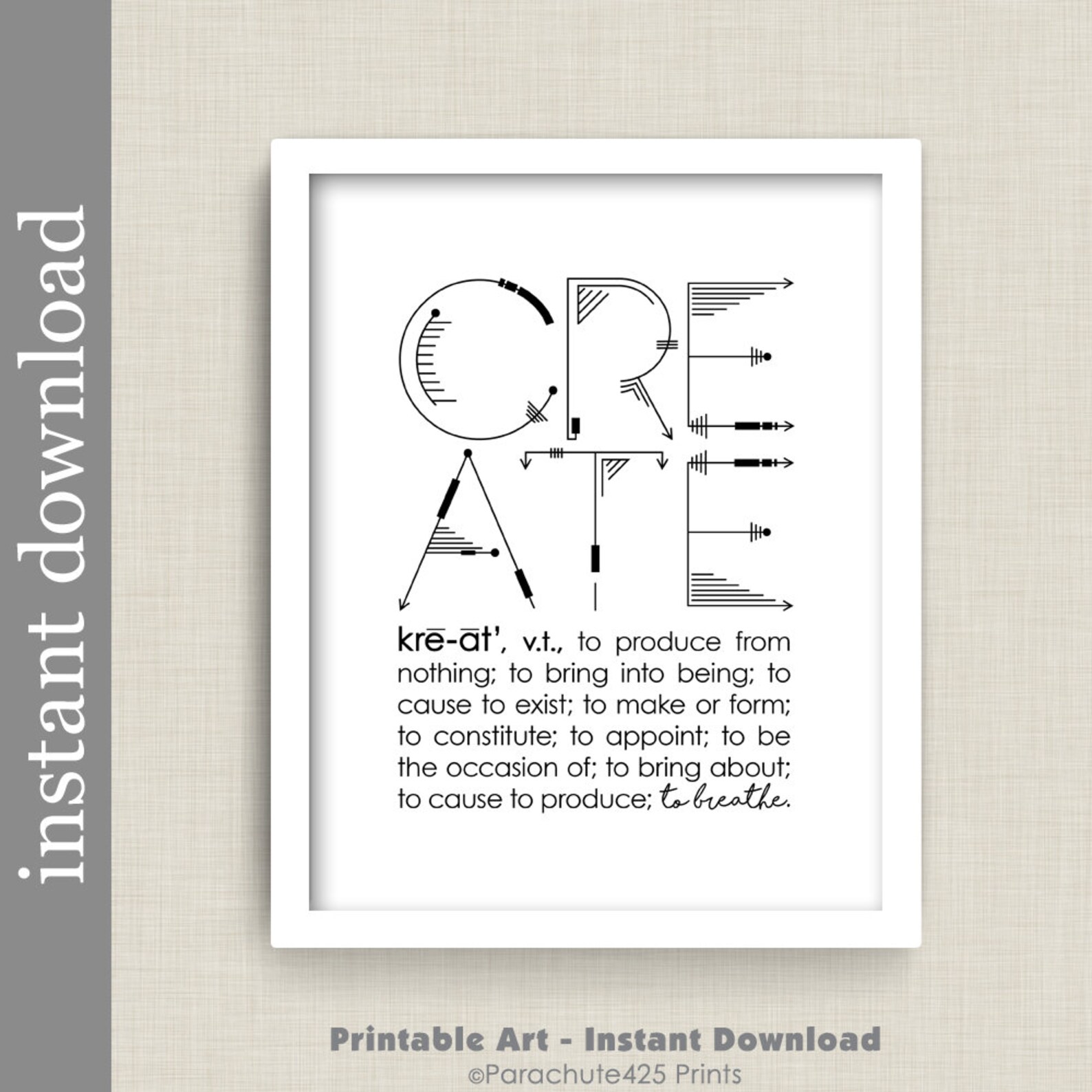 Create Definition Printable Wall Art Gift for Artist or | Etsy