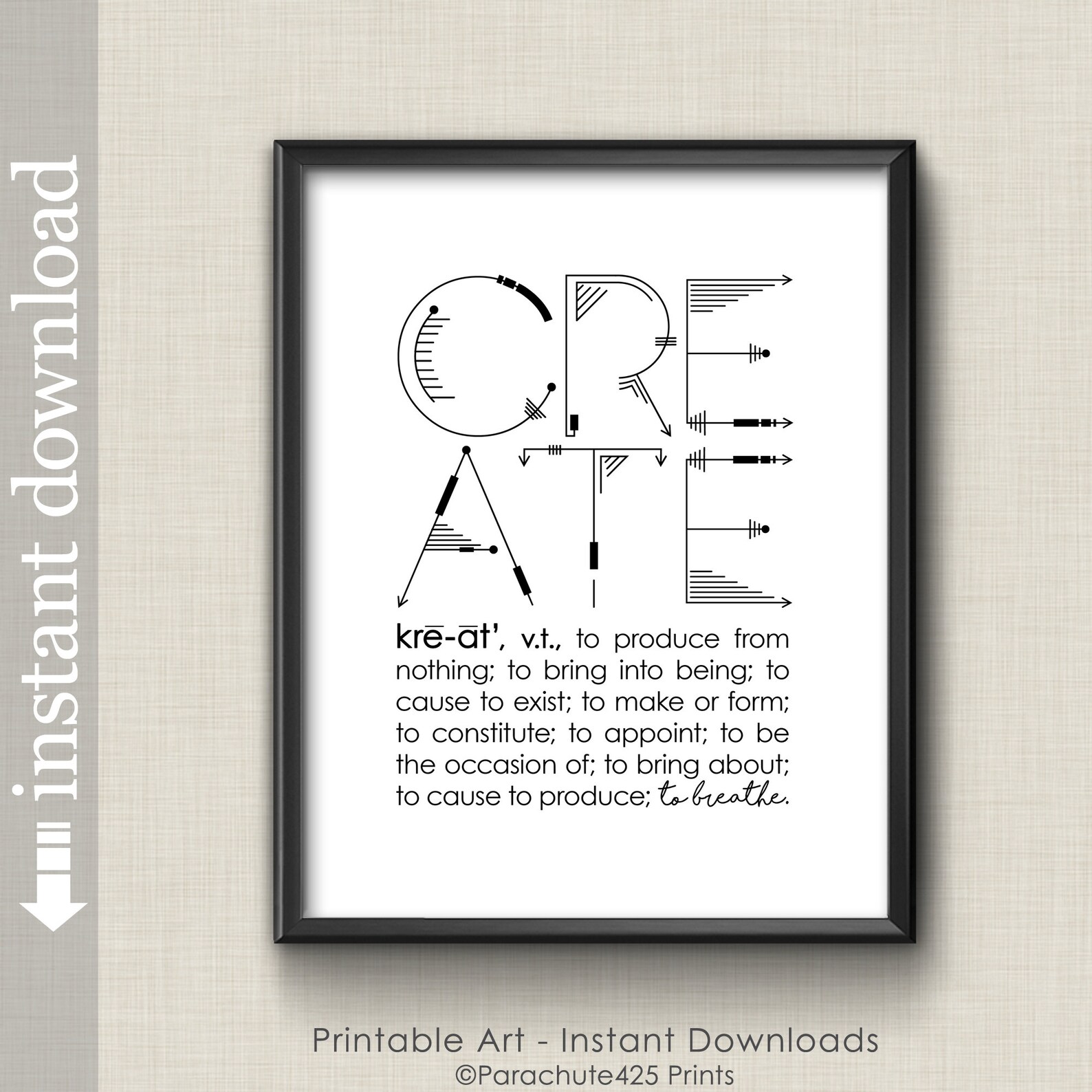 Create Definition Printable Wall Art, Gift for Artist or Writer - Etsy