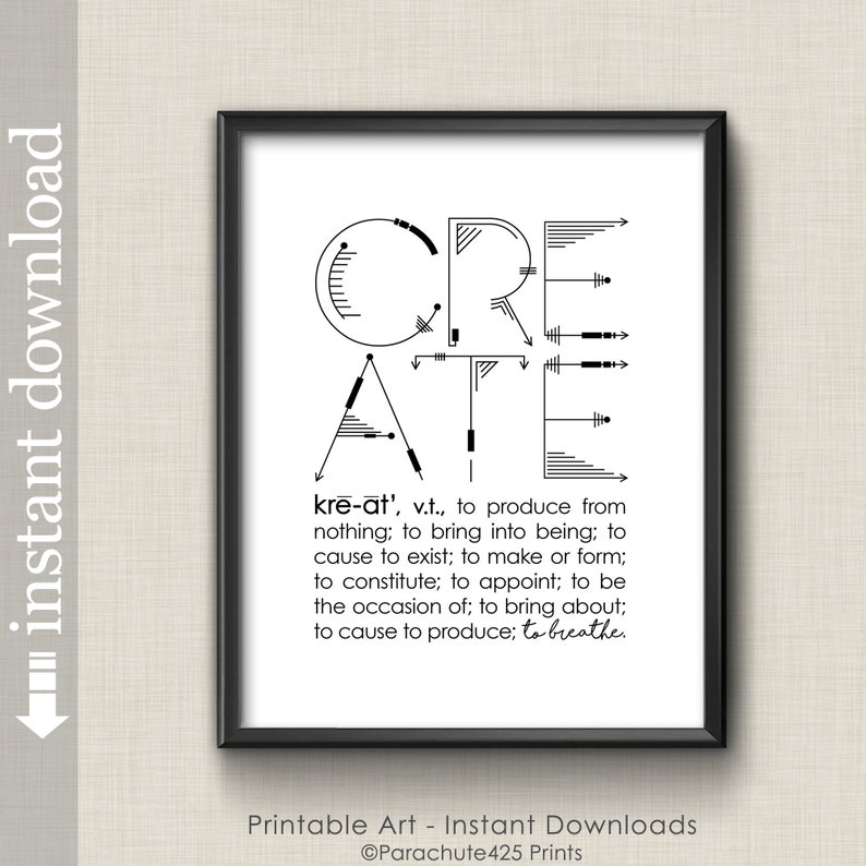 Create Definition Printable Wall Art Gift for Artist or | Etsy