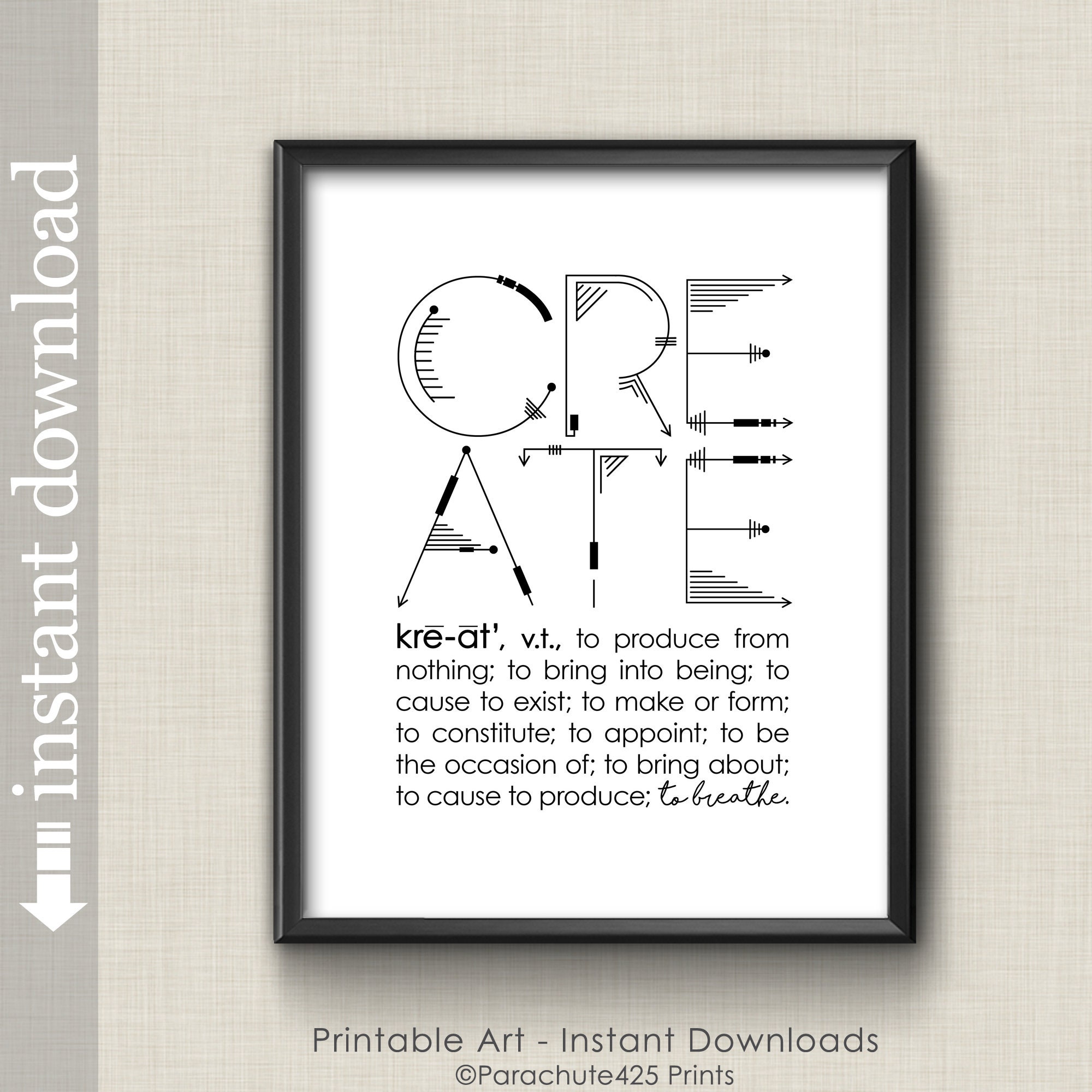 Create Definition Printable Wall Art, Gift for Artist or Writer - Etsy