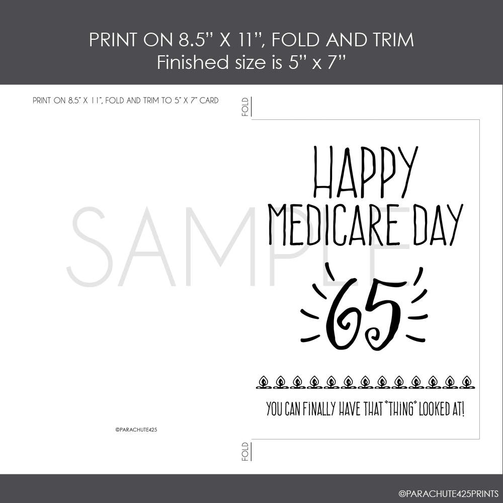 Funny 65th Birthday Card: Happy Medicare Day (printable Digital File ...