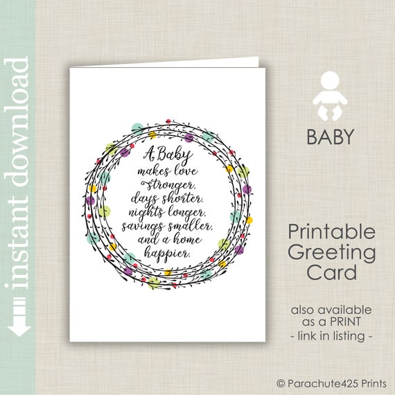 Baby Card Printable Baby Shower Card Baby Congratulation | Etsy