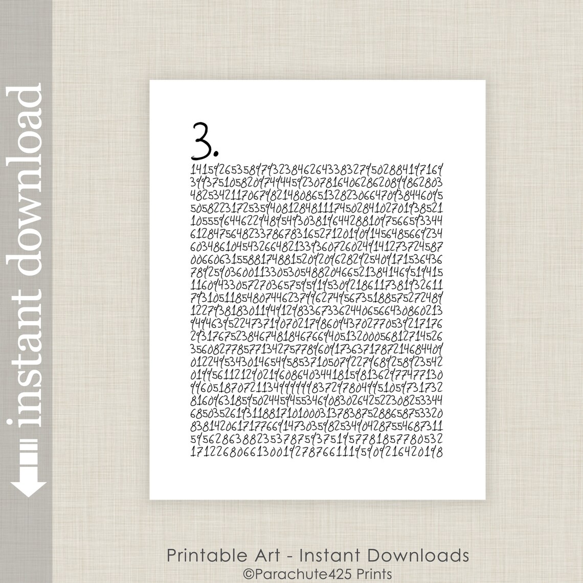 PI to 500 Printable Wall Art Math Poster for Classroom or - Etsy