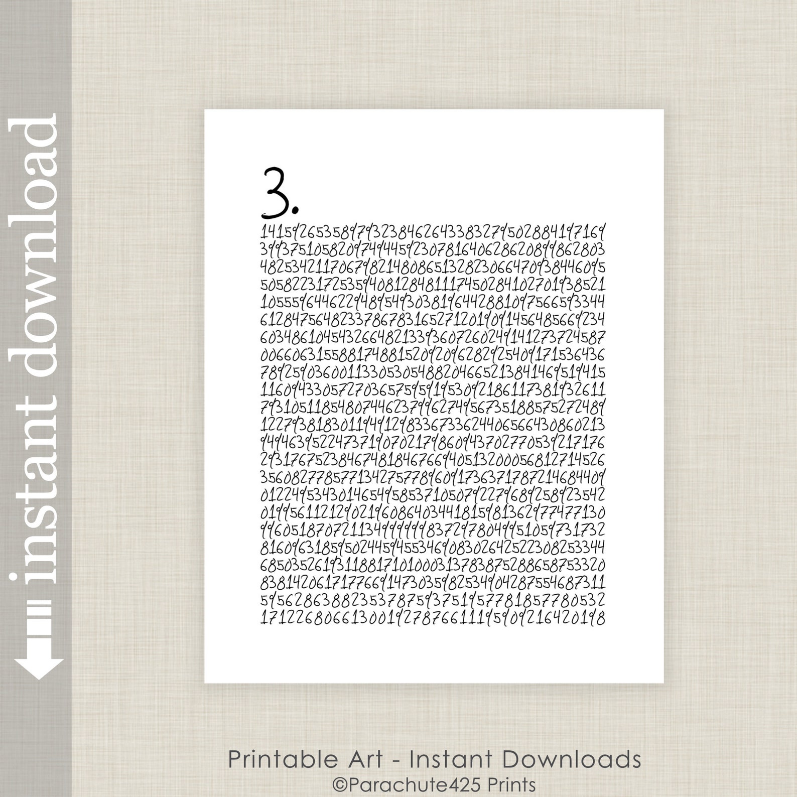 PI to 500 Printable Wall Art Math Poster for Classroom or - Etsy