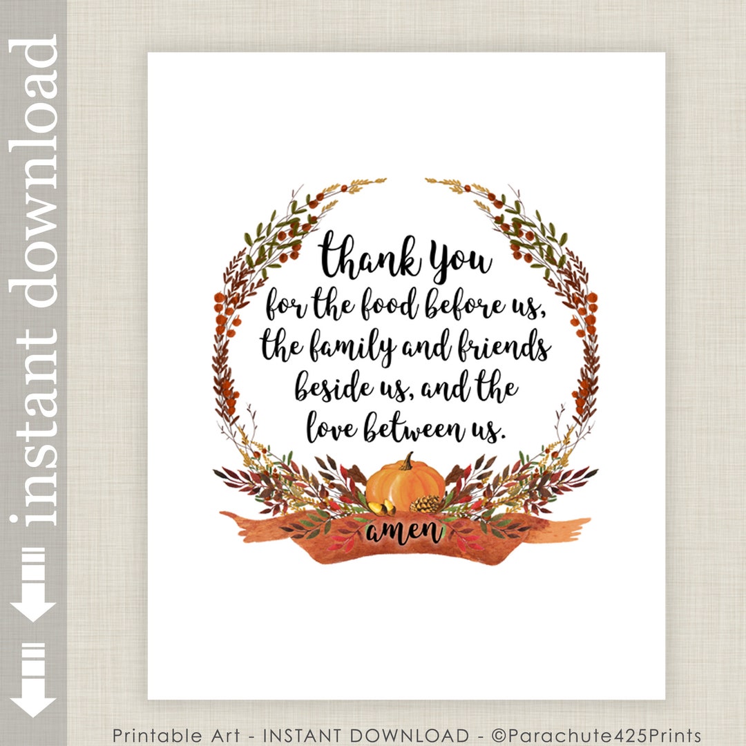 Printable Thanksgiving Prayer for Kitchen and Dining Room Decor in Fall ...