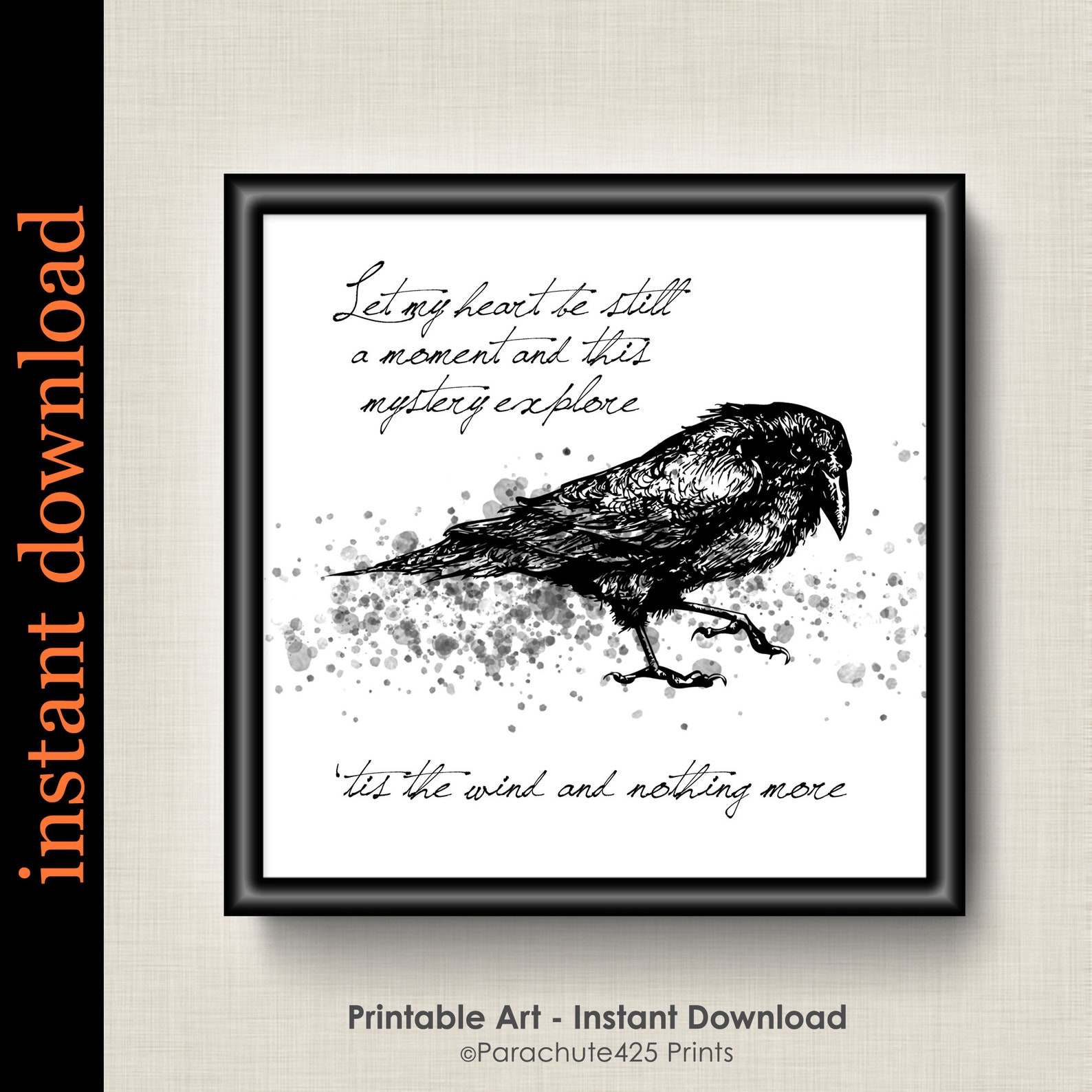 The Raven Quote Printable Edgar Allan Poe Quote Wall Art for | Etsy
