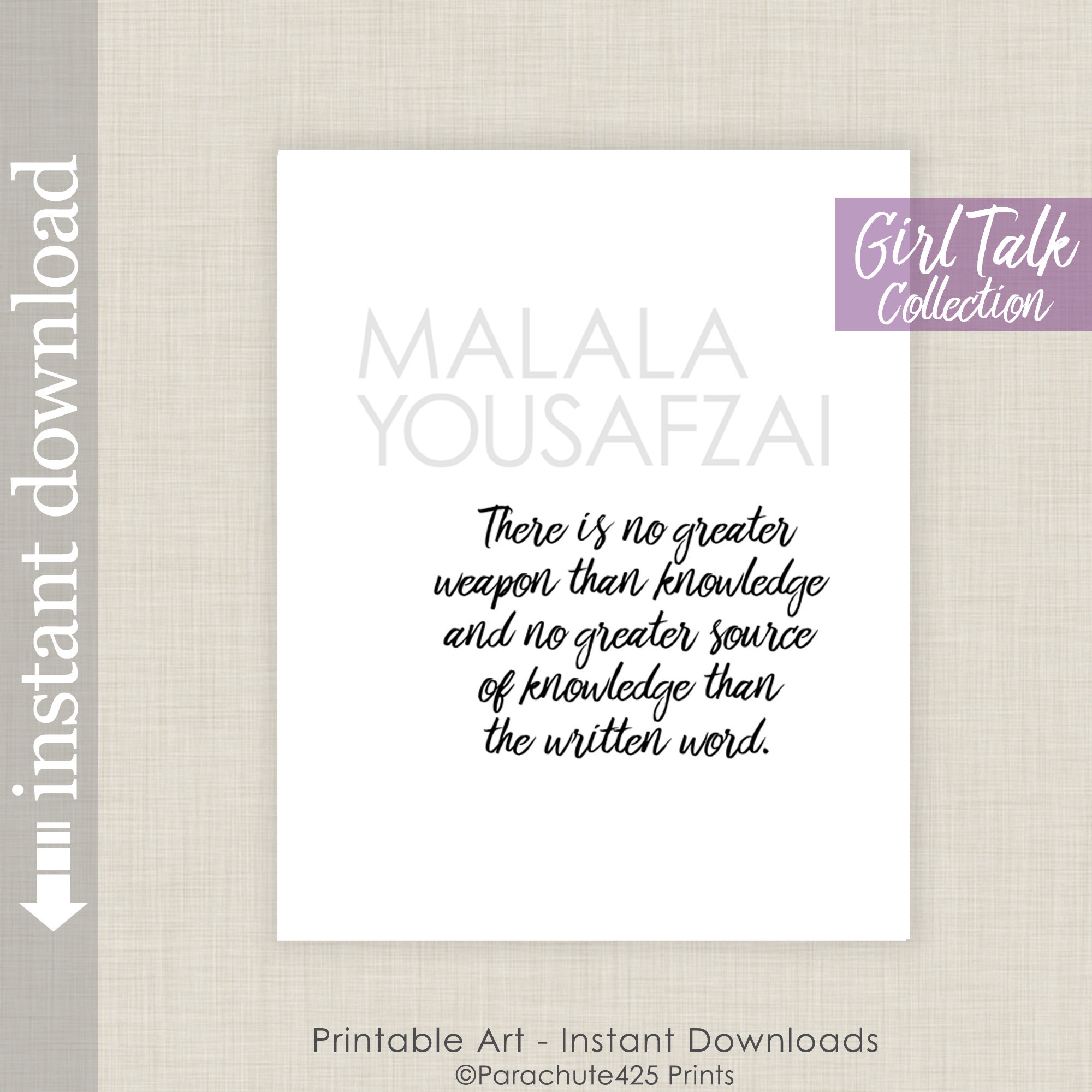Malala Yousafzai Quote Printable Motivational Quote No - Etsy