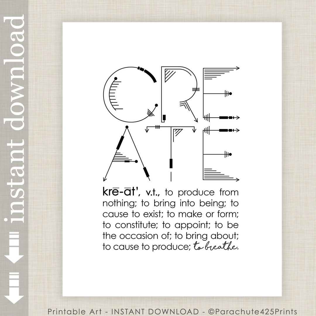 Create Definition Printable Wall Art, Gift for Artist or Writer - Etsy