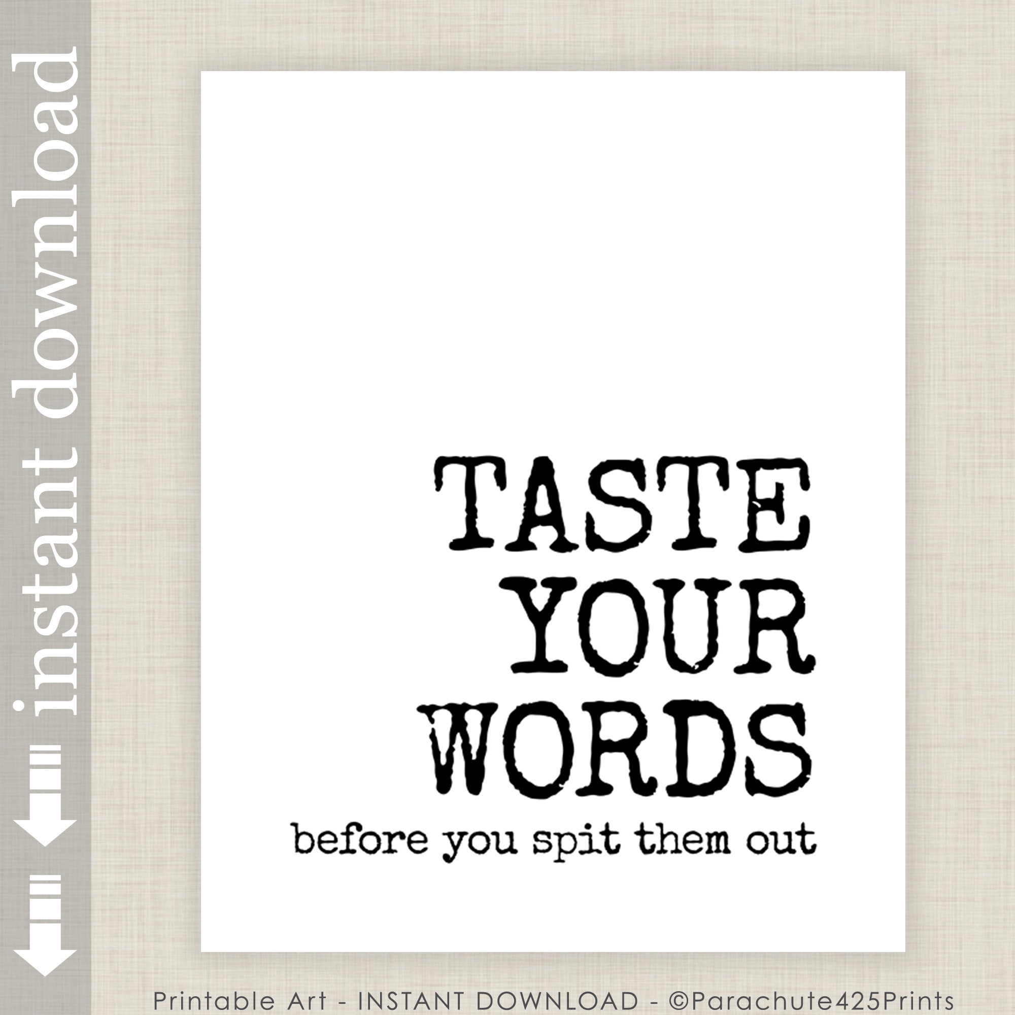 Taste Your Words, Anti Bullying Printable Wall Art for Classroom Poster ...