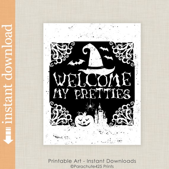 Welcome My Pretties Wicked Witch Quote Halloween Door Sign - Etsy UK