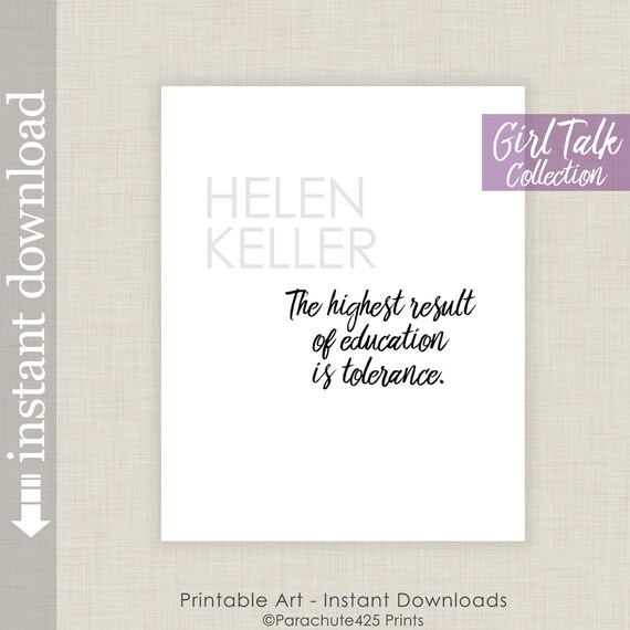 Helen Keller Quote on Education and Tolerance Printable - Etsy