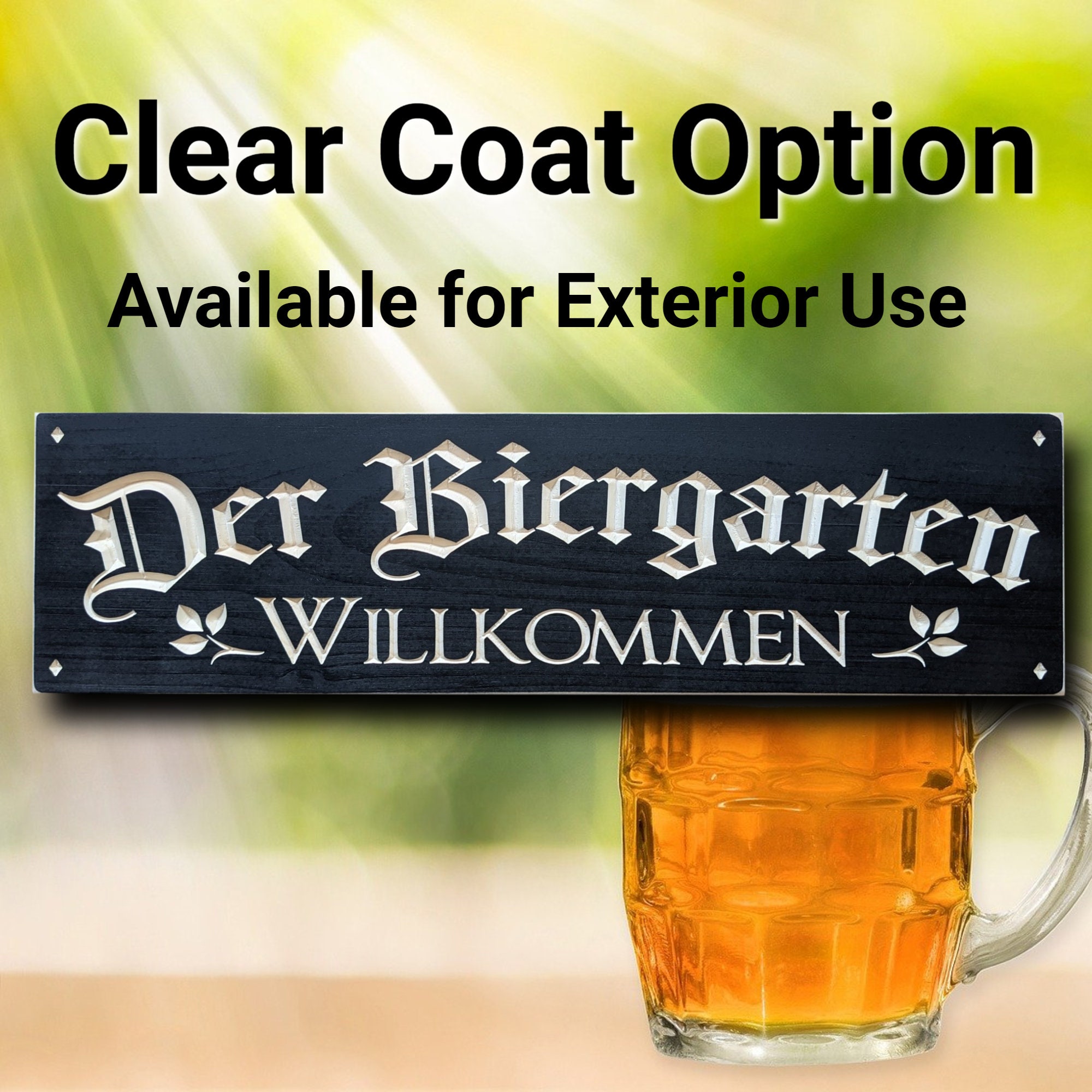 German Wood Welcome Sign, Der Biergarten Willkommen Beer Wood Sign ...
