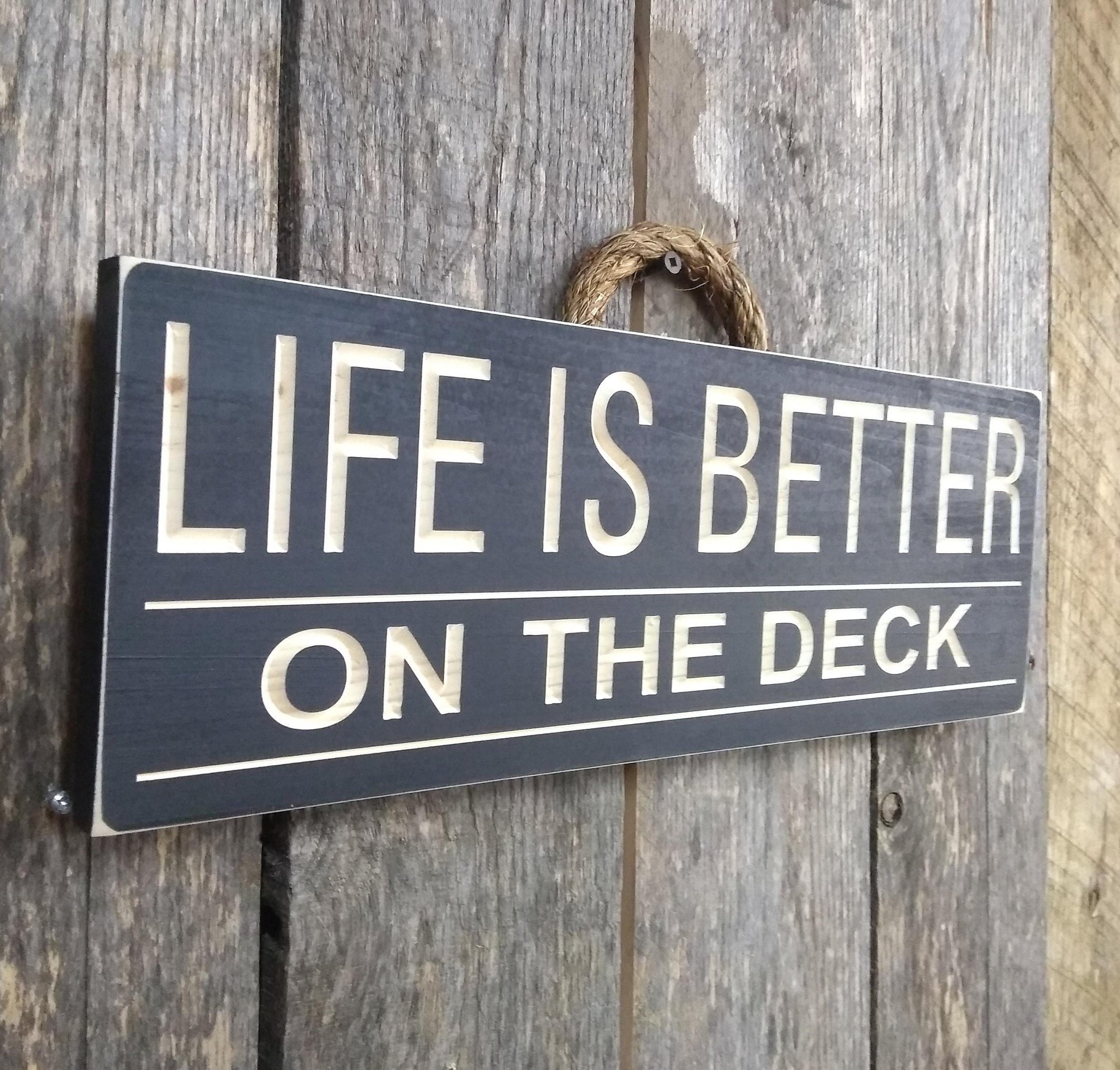 Life is Better on the Deck Wooden Deck Sign Backyard Wood - Etsy
