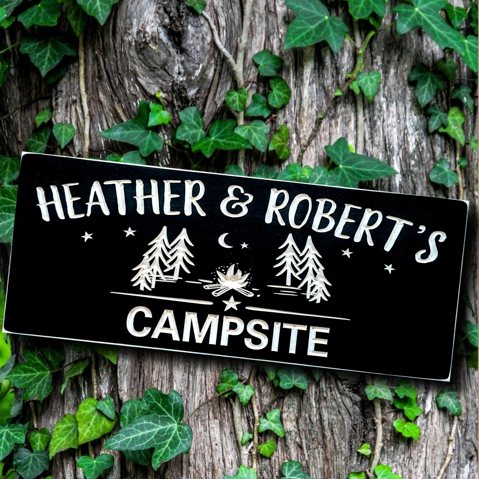 Wooden Campsite Sign Personalized Name Wood Sign Custom - Etsy