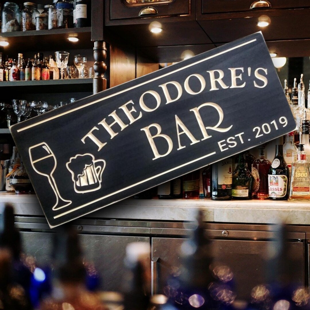 Sign for Bar,custom Wood Home Sign,sign With Name, Carved Beer Mug and ...