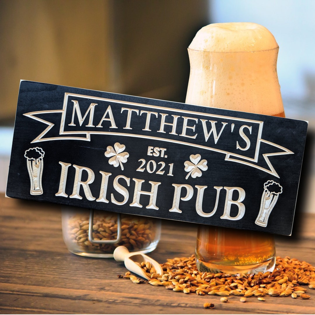 Custom Irish Pub Sign, Personalized Bar Wall Décor With Clover,home Bar ...