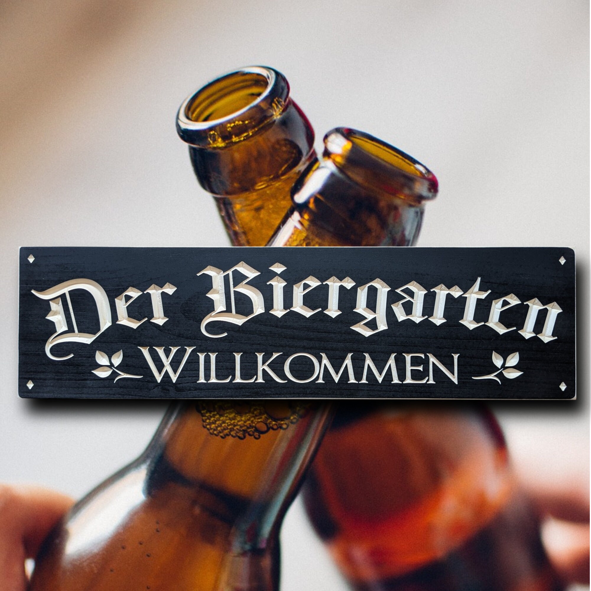 German Wood Welcome Sign, Der Biergarten Willkommen Beer Wood Sign ...