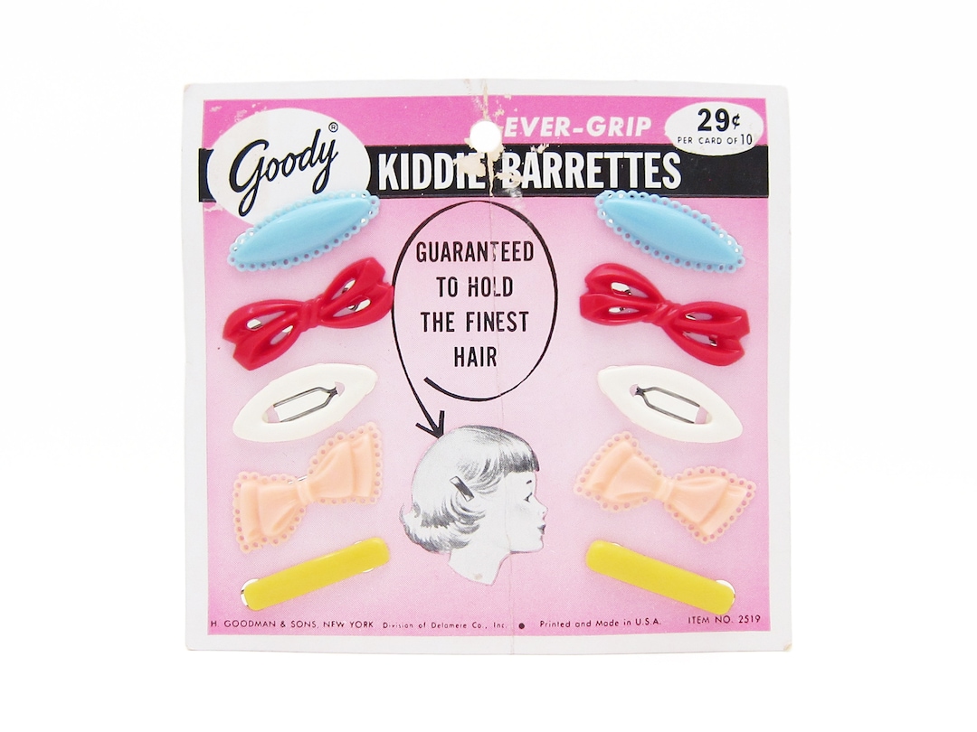1950's GOODY Vintage KIDDIE Barrettes, Set of 10 Multicolor Plastic ...