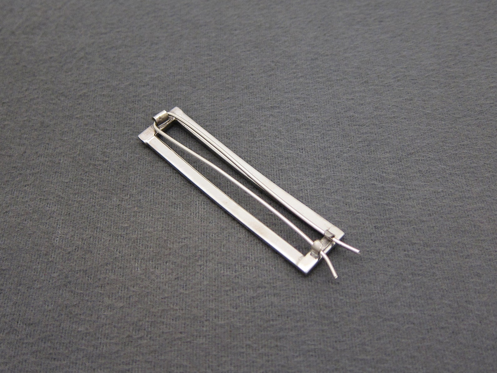 LARGE 1970's Vintage Hair Clip, 2.9" Silver-tone Metal Cutout Rectangle ...