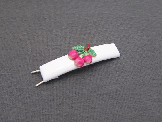 TIP-TOP 1950's vintage hair clip 2 white plastic | Etsy