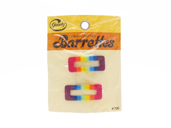 1970's GOODY vintage hair clip PAIR, 1.7" cellulose a… - Gem