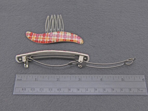 1970's vintage barrette hair clip & side comb set, re… - Gem