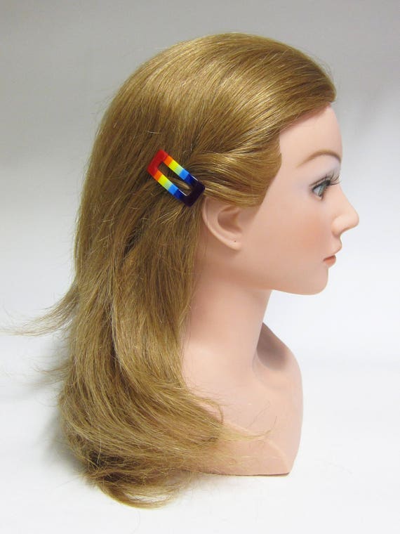 1970's GOODY vintage hair clip PAIR, 1.7" cellulose a… - Gem